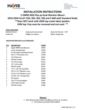 Heavy-Duty Dash Mount for 2023-2024 Ford F-250, 350, 450 & 550 Super ...